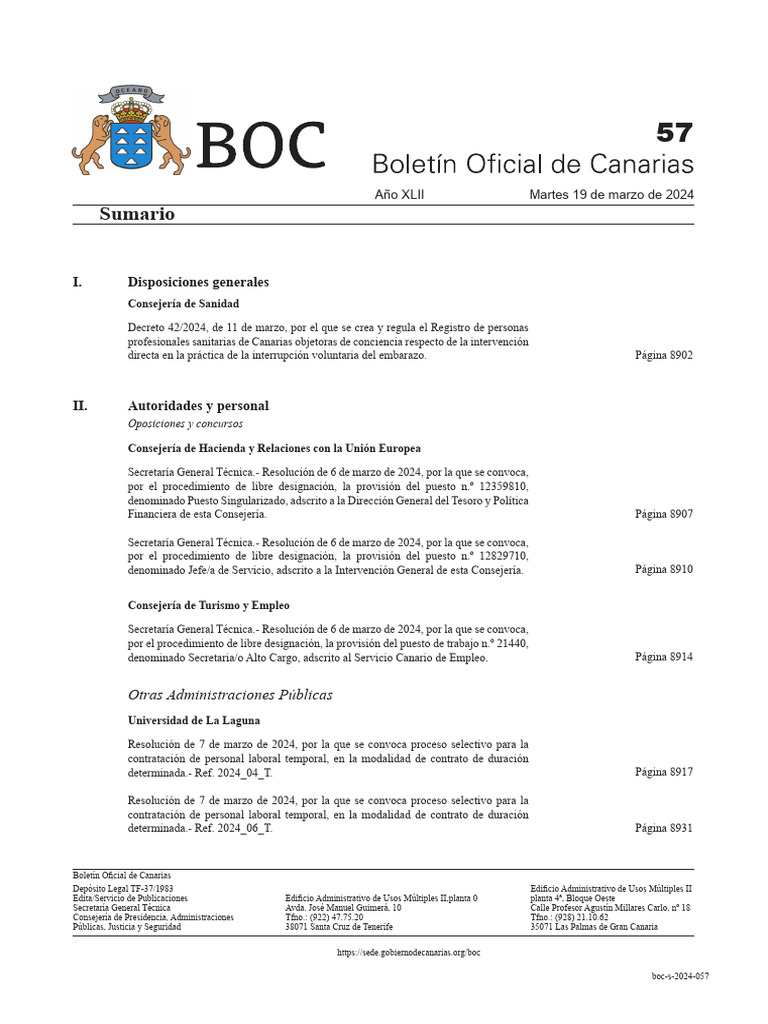 boc-s-2024-057 | PDF | Islas Canarias | Maestros