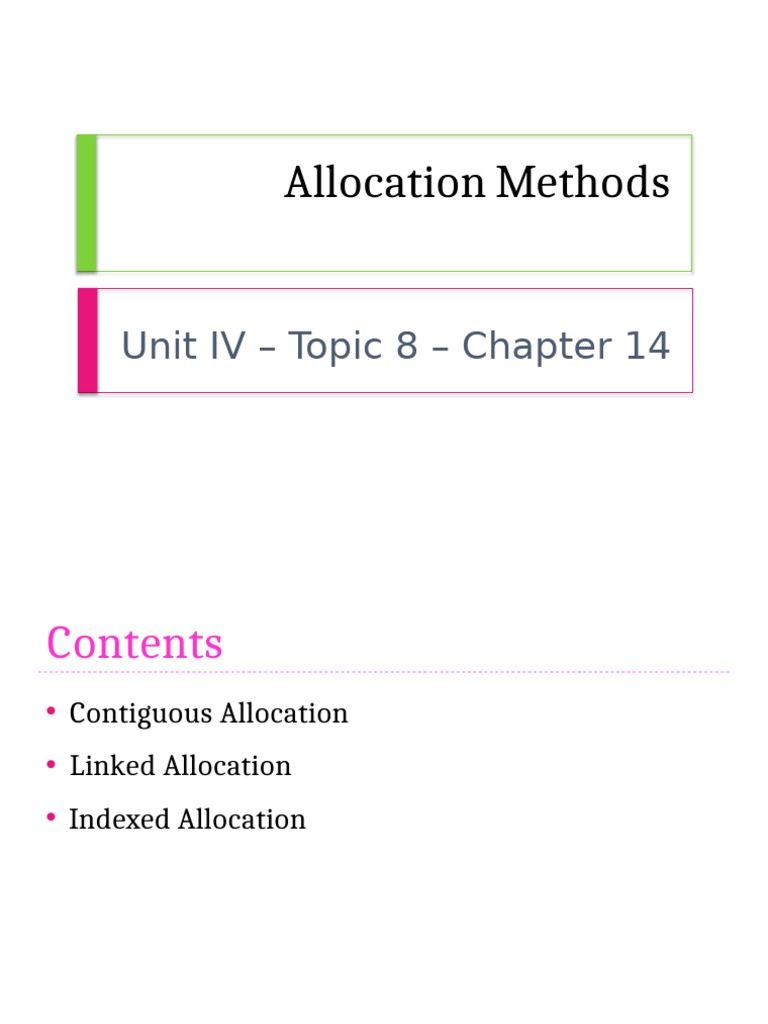 Allocation Methods | PDF | Computer File | Pointer (Computer Programming)