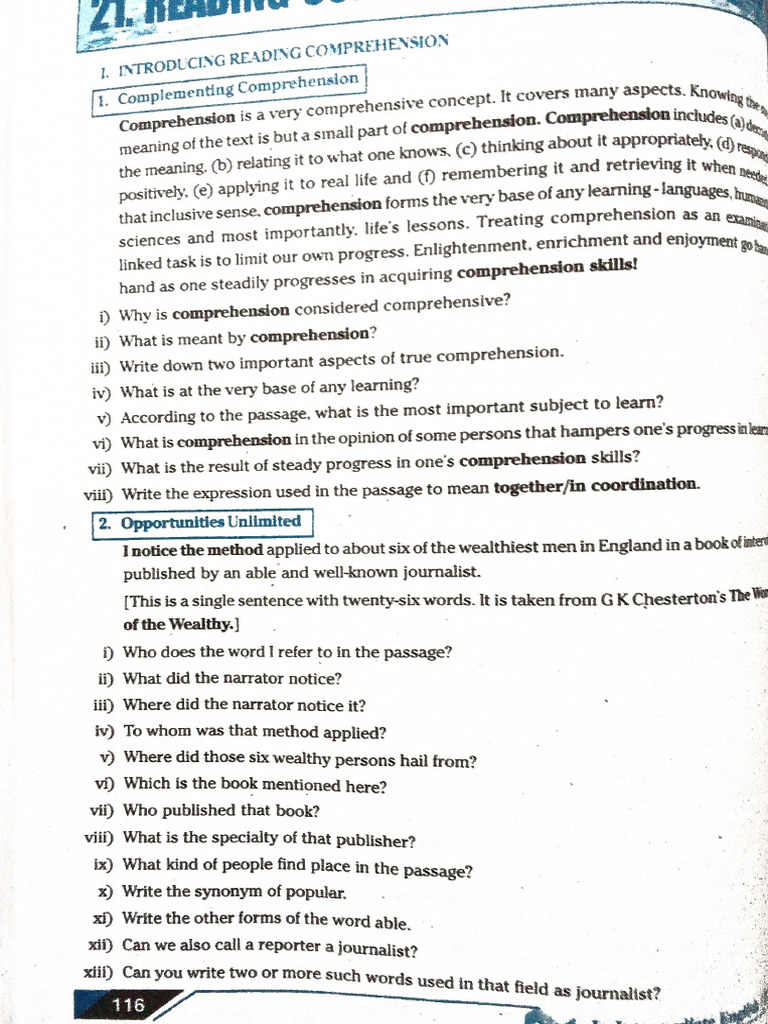 Reading Comprehension Inter 1st Year | PDF