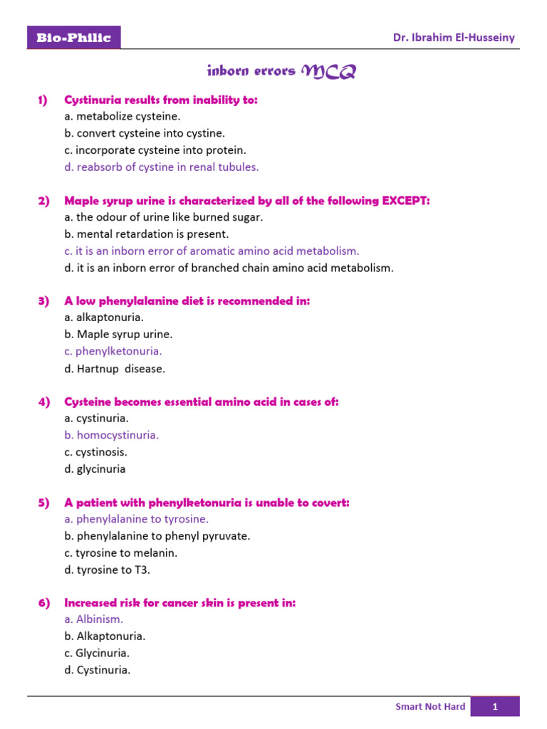 MCQ 2 | PDF | Phenylalanine | Tyrosine