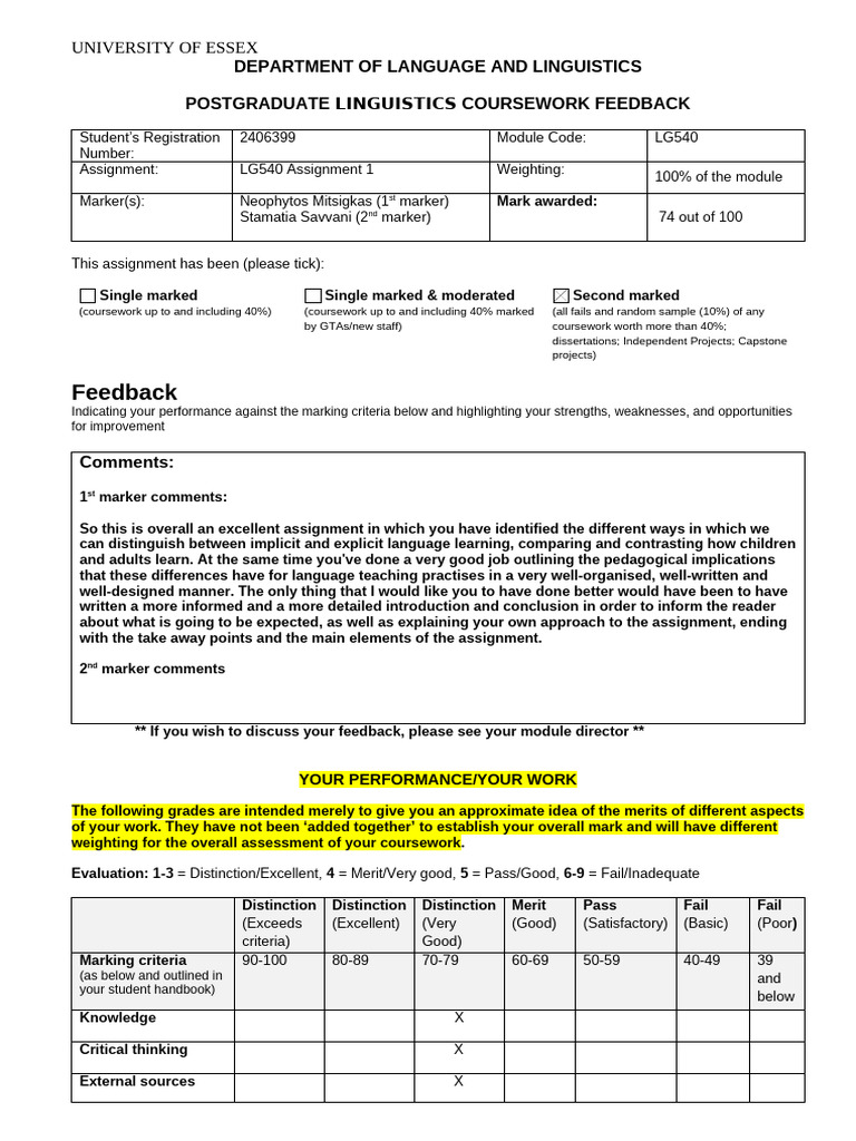 PGT Feedback Sheet - 2406399 | PDF | Cognitive Science | Behavior ...