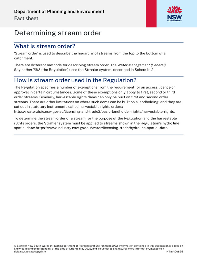 Determining Strahler Stream Order Fact Sheet | PDF | Stream | Map