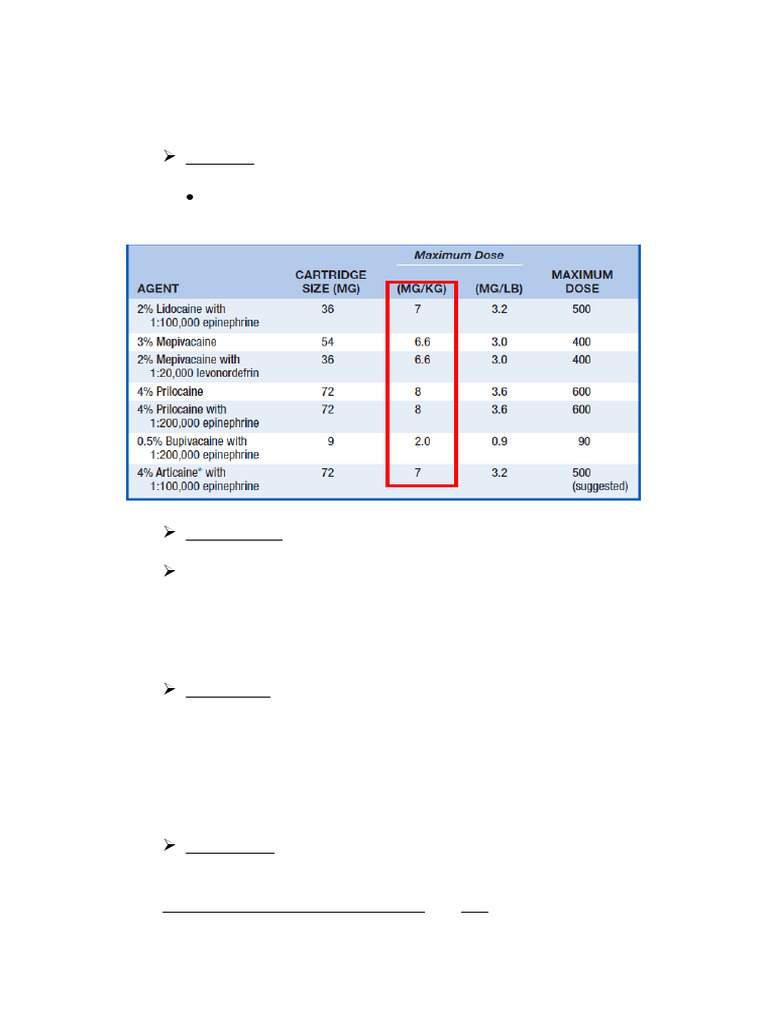 Local Anesthetic Dose Calculation Guide | PDF | Syringe | Dose ...