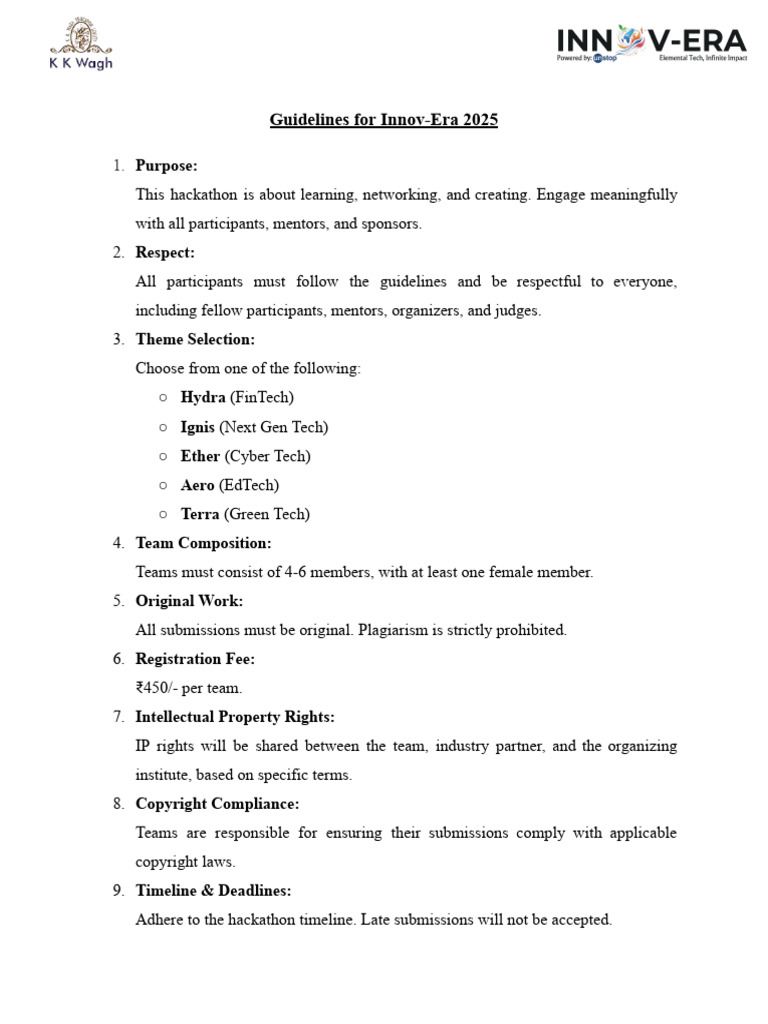 Guidelines For Innov-Era 2025 | PDF