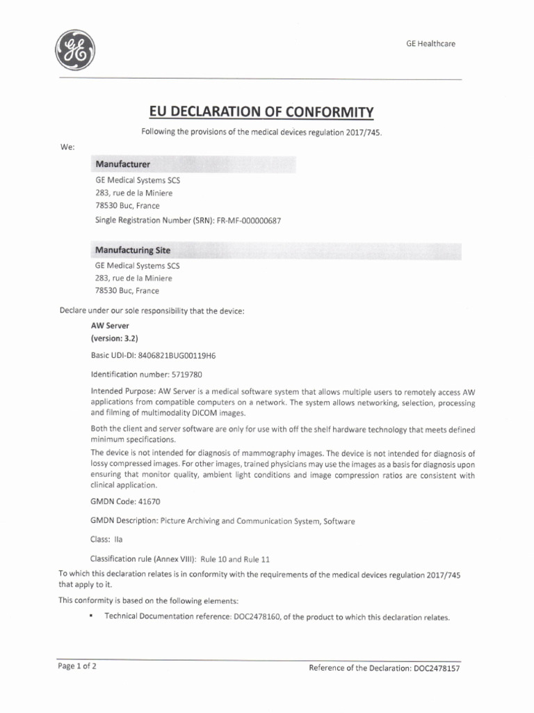 DOC2478157 - AW Server - MDR DoC - R3 | PDF