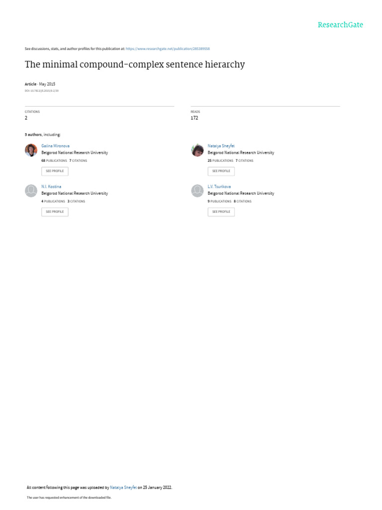 The Minimal Compound Complex Sentence Hierarchy | PDF | Sentence ...