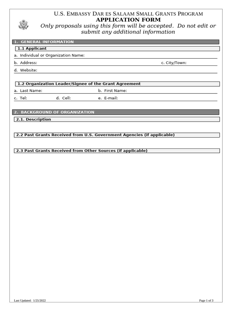 2024 Dar PD Small Grant Application Form | PDF