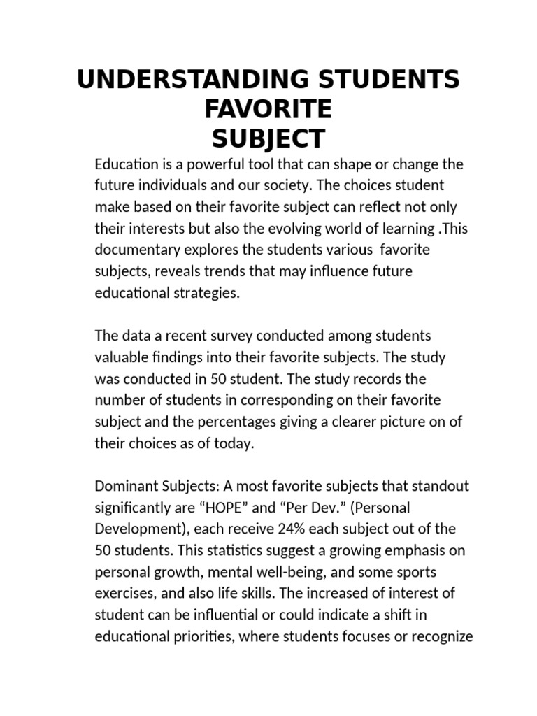 Students' Favorite Subjects Survey Insights | PDF | Psychology | Learning