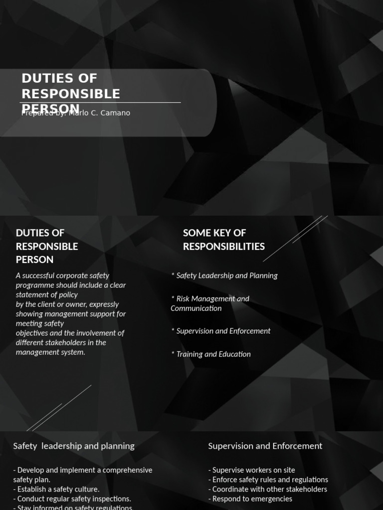 Duties of Respo-Wps Office | PDF | Occupational Safety And Health | Personal Protective Equipment