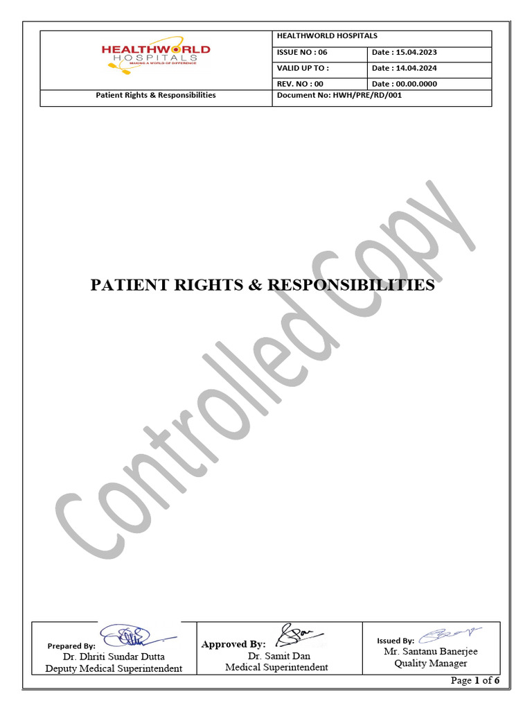 Patient Rights & Responsibilities Guide | PDF | Hospital | Patient