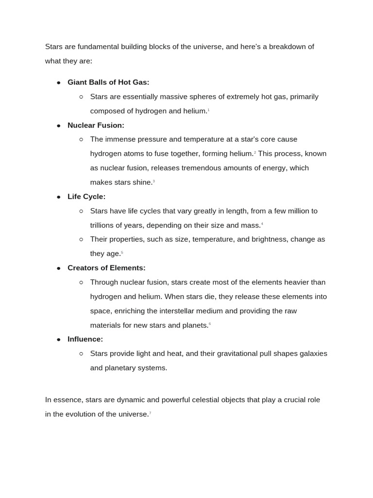 Understanding Stars: Formation and Impact | PDF