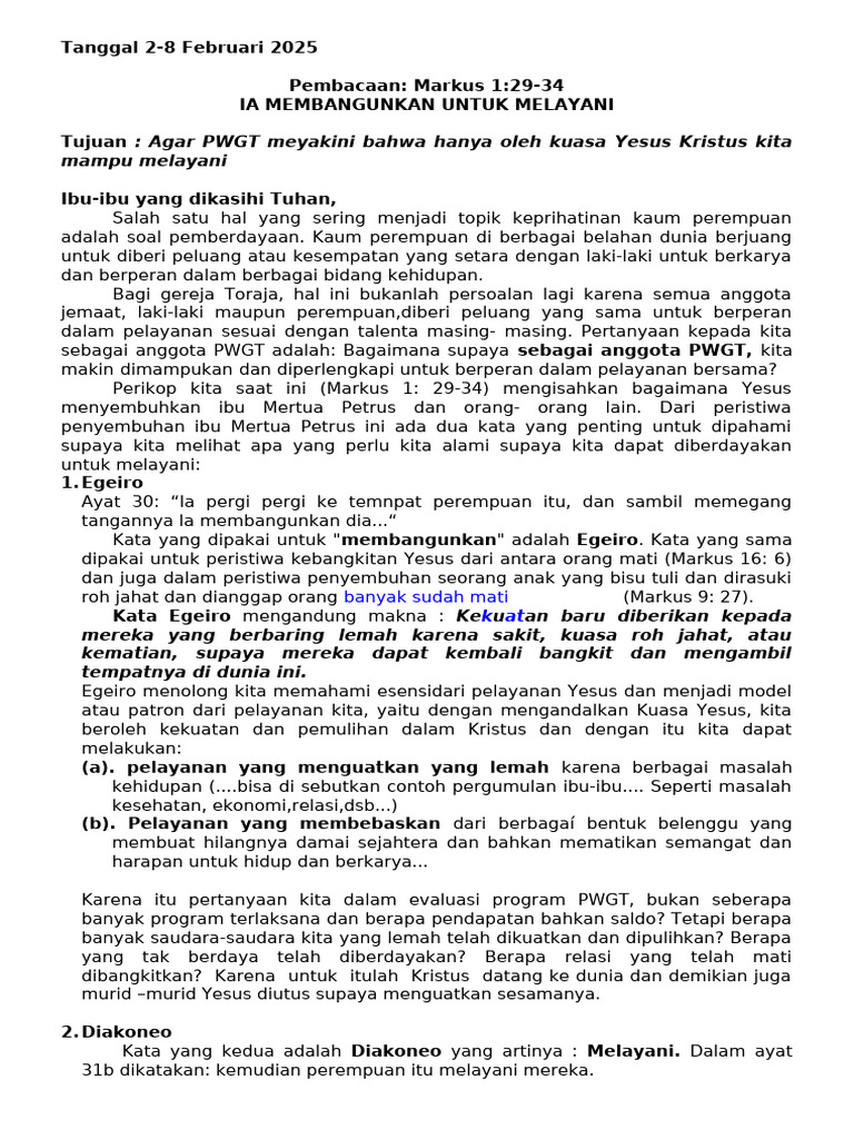 Bahan Khotbah 2 Februari 2025 | PDF