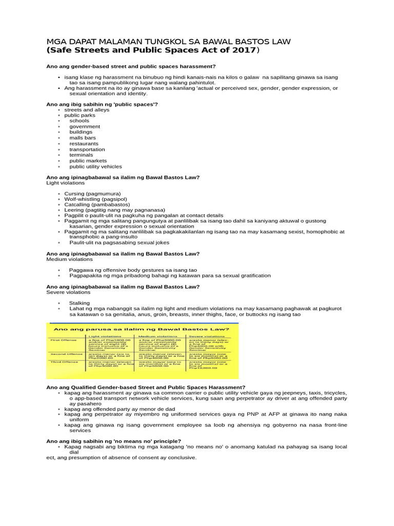 Mga Dapat Malaman Tungkol Sa Bawal Bastos Law | PDF