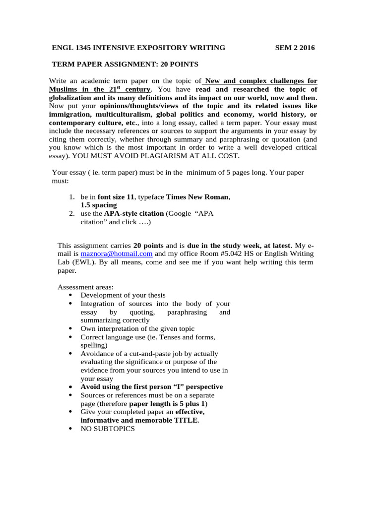 Term Paper Guidelines | PDF