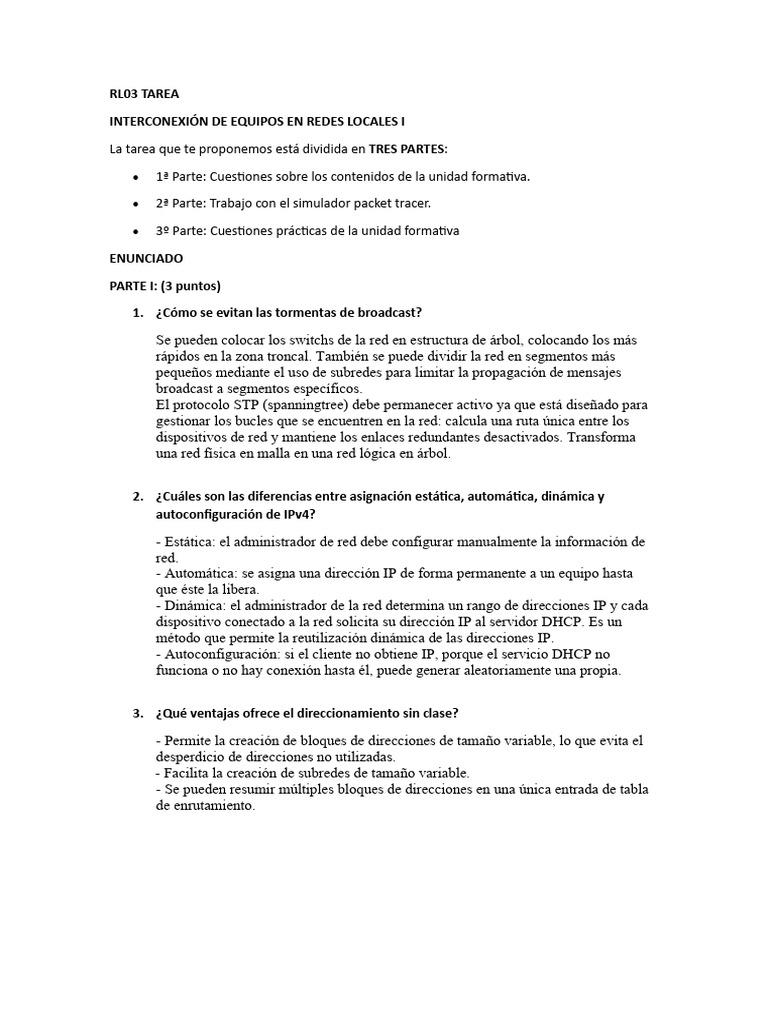 RL03 Tarea | PDF | Dirección IP | Red de computadoras