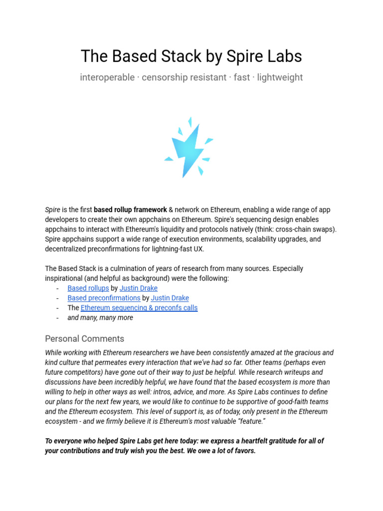 The Based Stack by Spire Labs - Litepaper | PDF | Virtual Machine | Computing