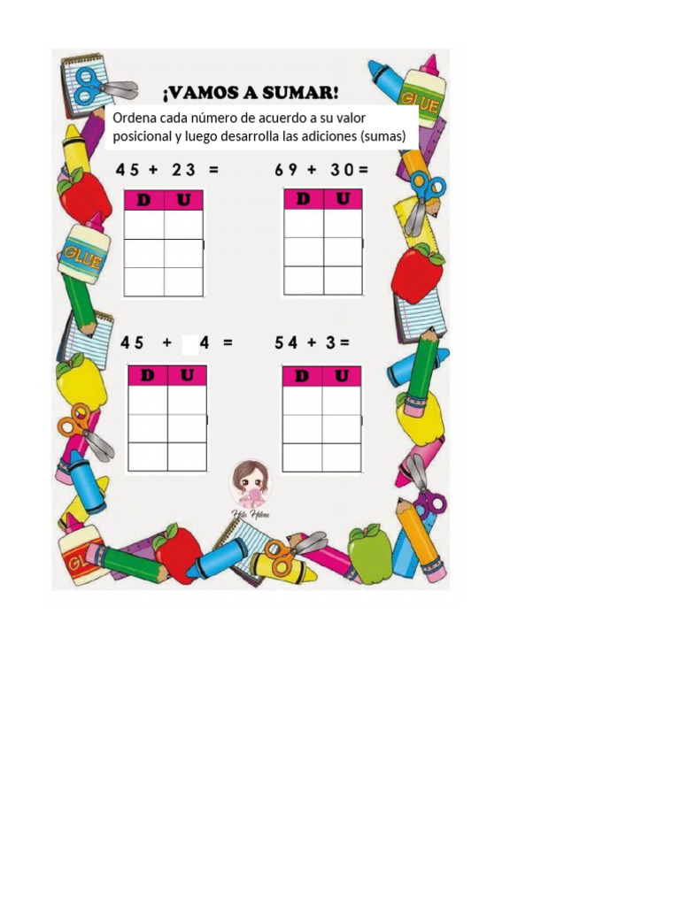 actividad sumas y restas unidades y decenas | PDF