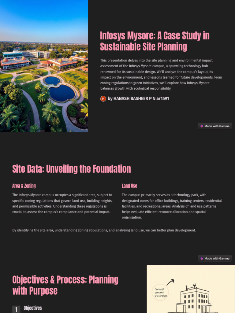 Infosys Mysore A Case Study in Sustainable Site Planning | PDF | Sustainability | Zoning