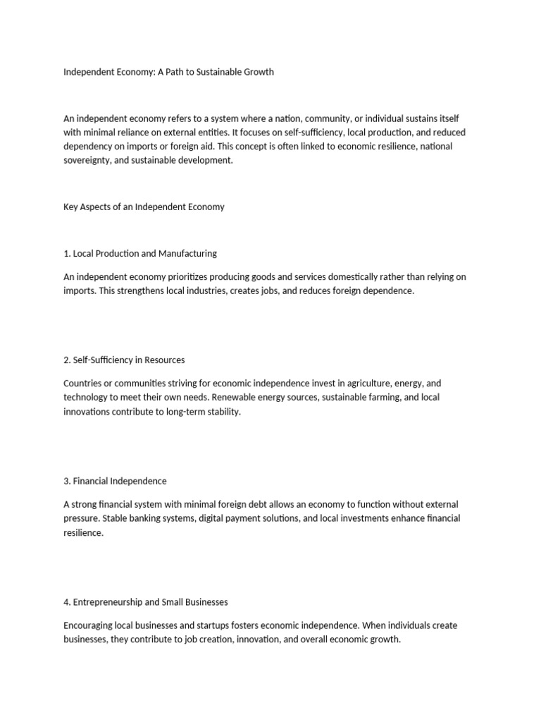 Independent Economic | PDF | Sustainability | Economies