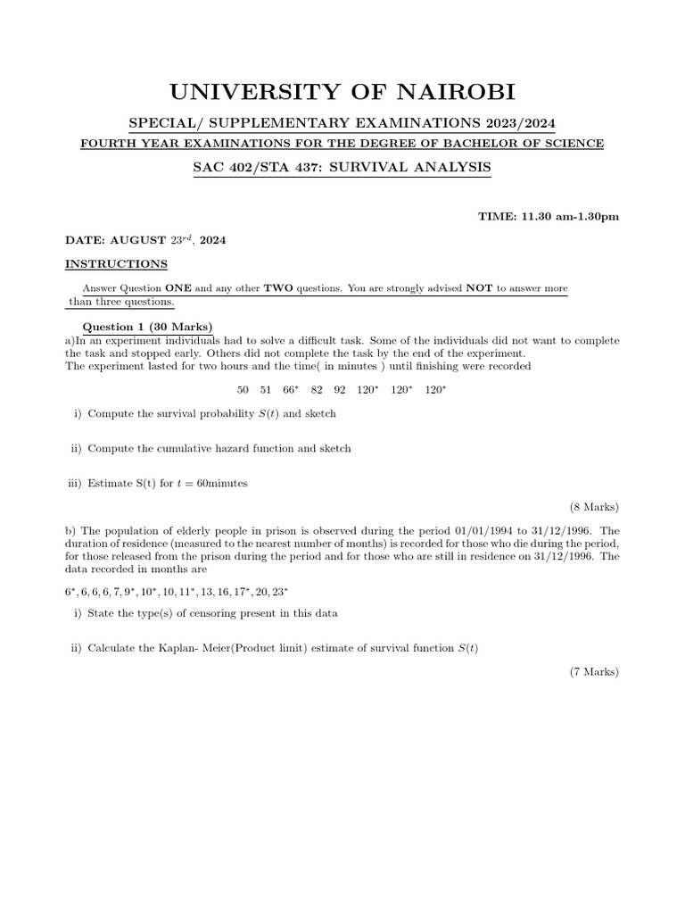 2024 Exams- STA 437 | PDF | Statistical Analysis | Teaching Mathematics