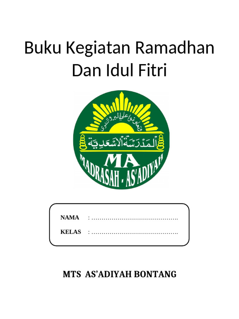 Buku Kegiatan Ramadhan MTS As'adiyah | PDF