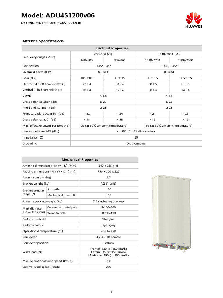 ANT ADU451200v06 3096 - Datasheet | PDF | Antenna (Radio) | Decibel