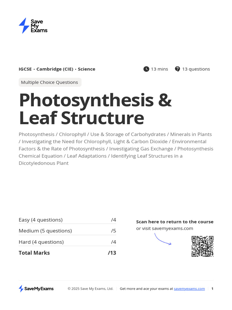 Photosynthesis and Leaf Structure 6tSDmMXGwGNnjnT9 | PDF ...