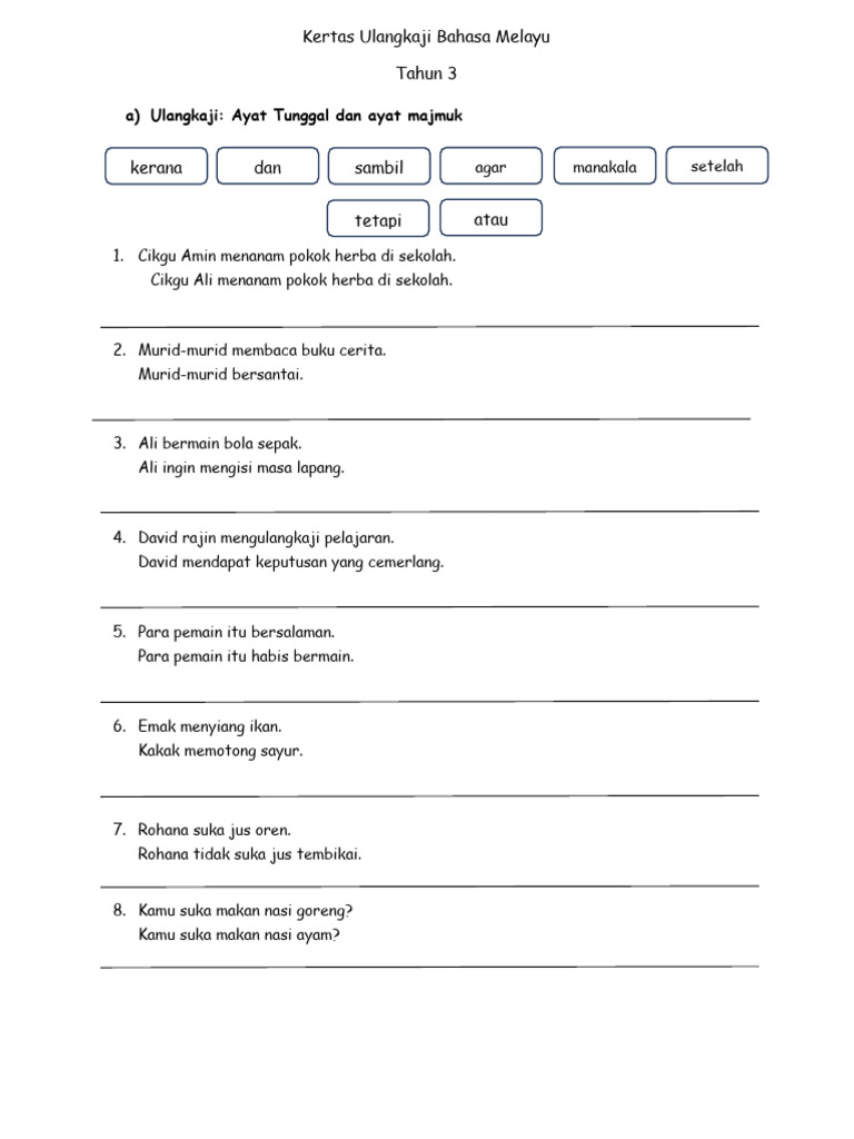Ulangkaji Bahasa Melayu Tahun 3 | PDF