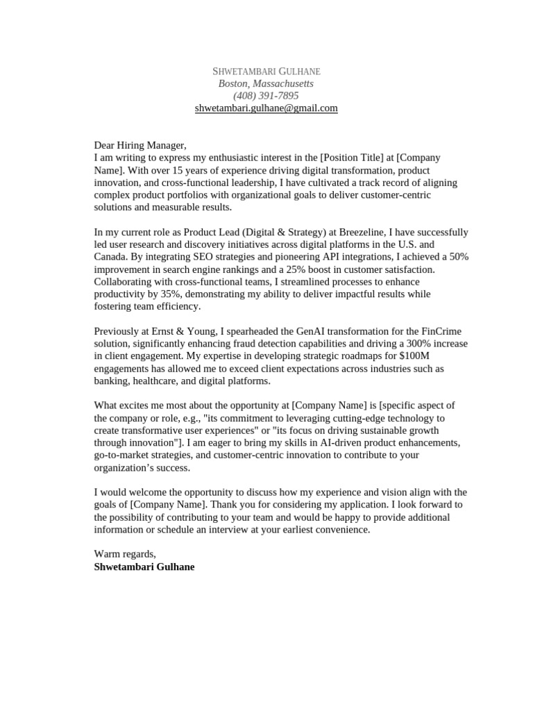 Professional Cover Letter Template2 1 | PDF