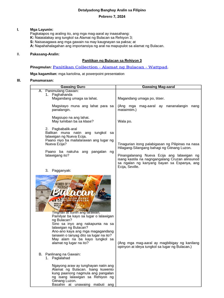 Lesson Plan Region 3 | PDF