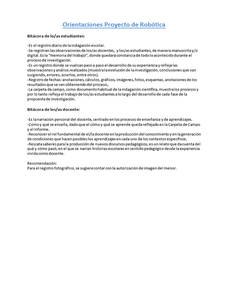 Guía para Bitácoras en Proyectos de Robótica | PDF