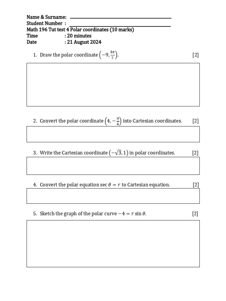 Polar Coordinates Test Solutions | PDF | Mathematics | Mathematical ...
