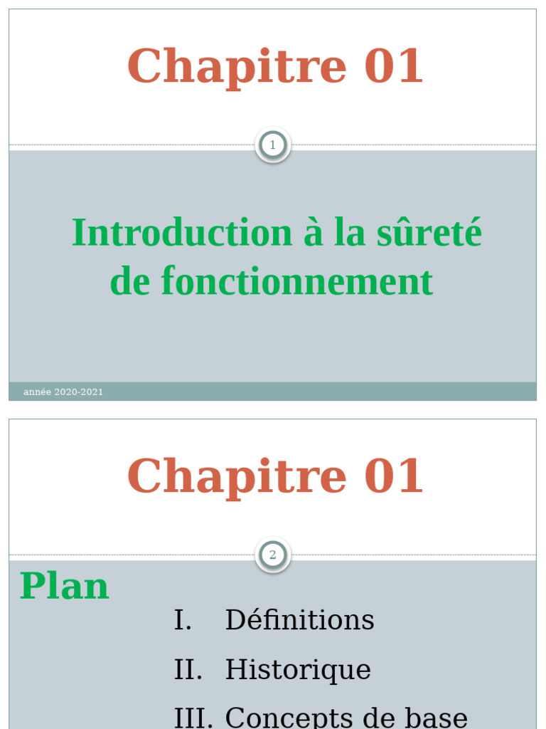 CH01 Introduction à la sûreté de fonctionnement | PDF