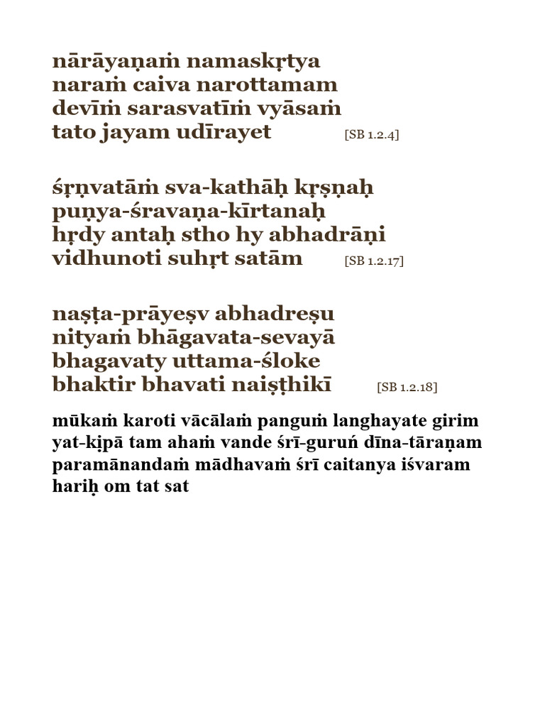 Bhagavatam Mangalacharan Verses | PDF