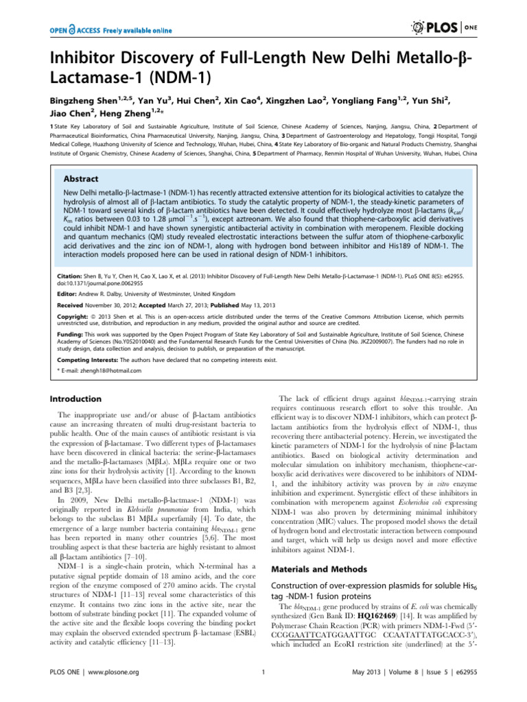 ndm-1 | PDF | Active Site | Beta Lactamase