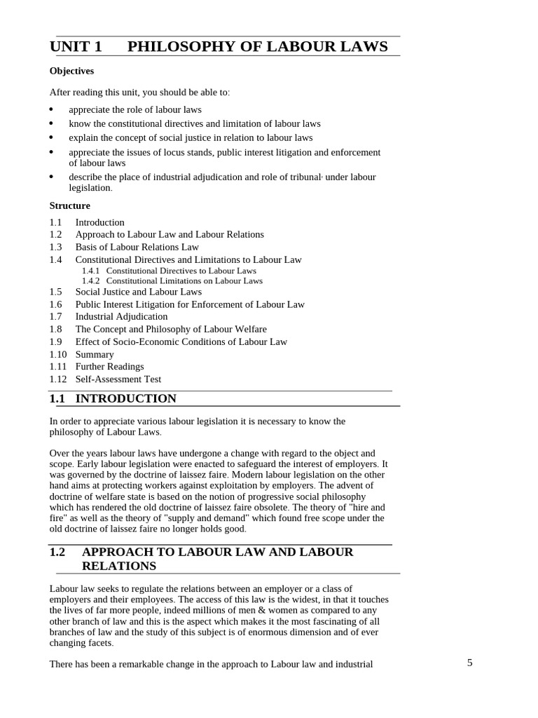 Unit-1 | PDF | Labour Law | Employment