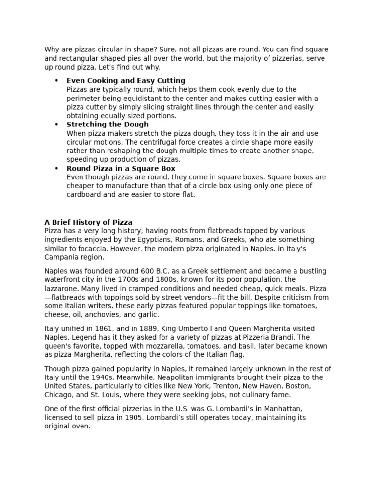 Why Are Pizzas Circular in Shape | PDF | Pizza | Foods