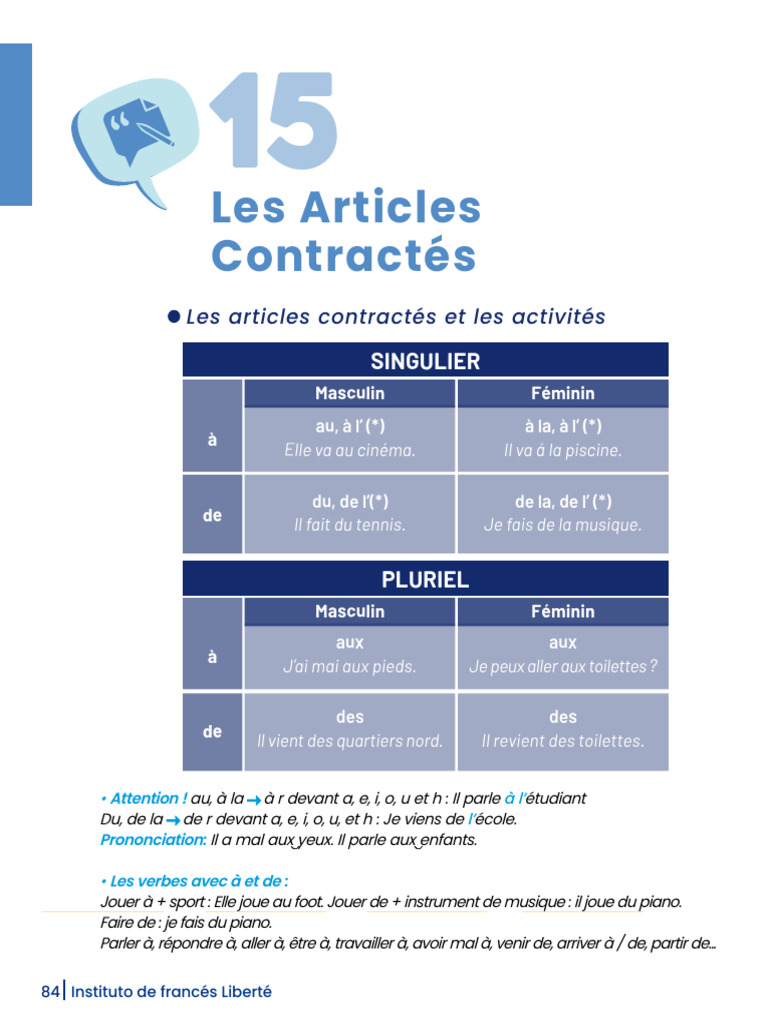 Les Articles Contractés Et Les Activités | PDF | Genre grammatical ...