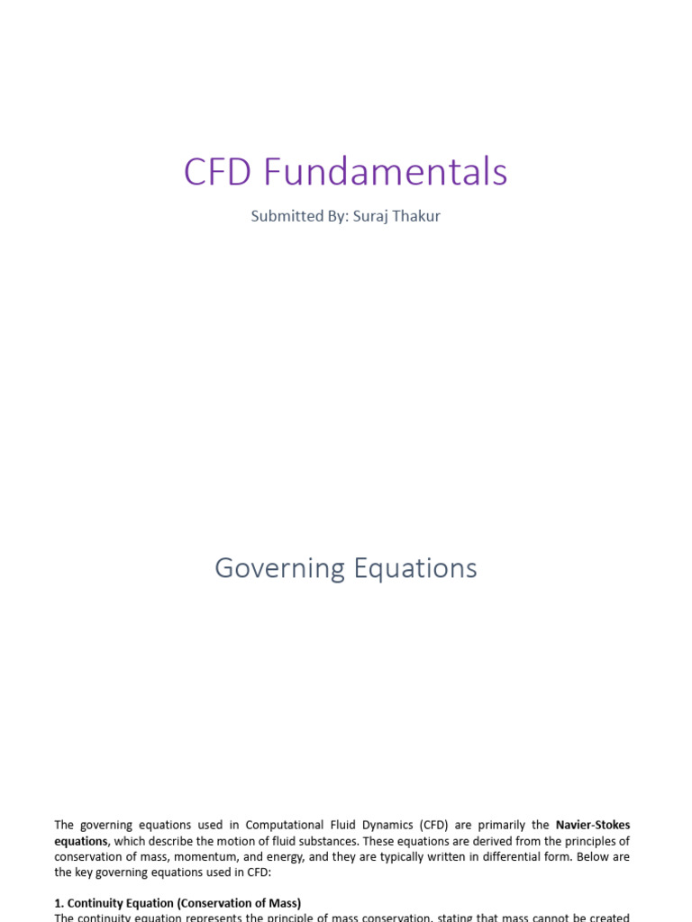 CFD Governing Equations Explained | PDF | Navier–Stokes Equations ...