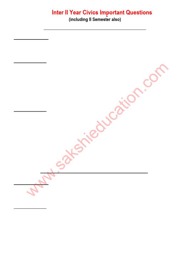 Important Civics Questions for Inter II Year | PDF | Government Of ...