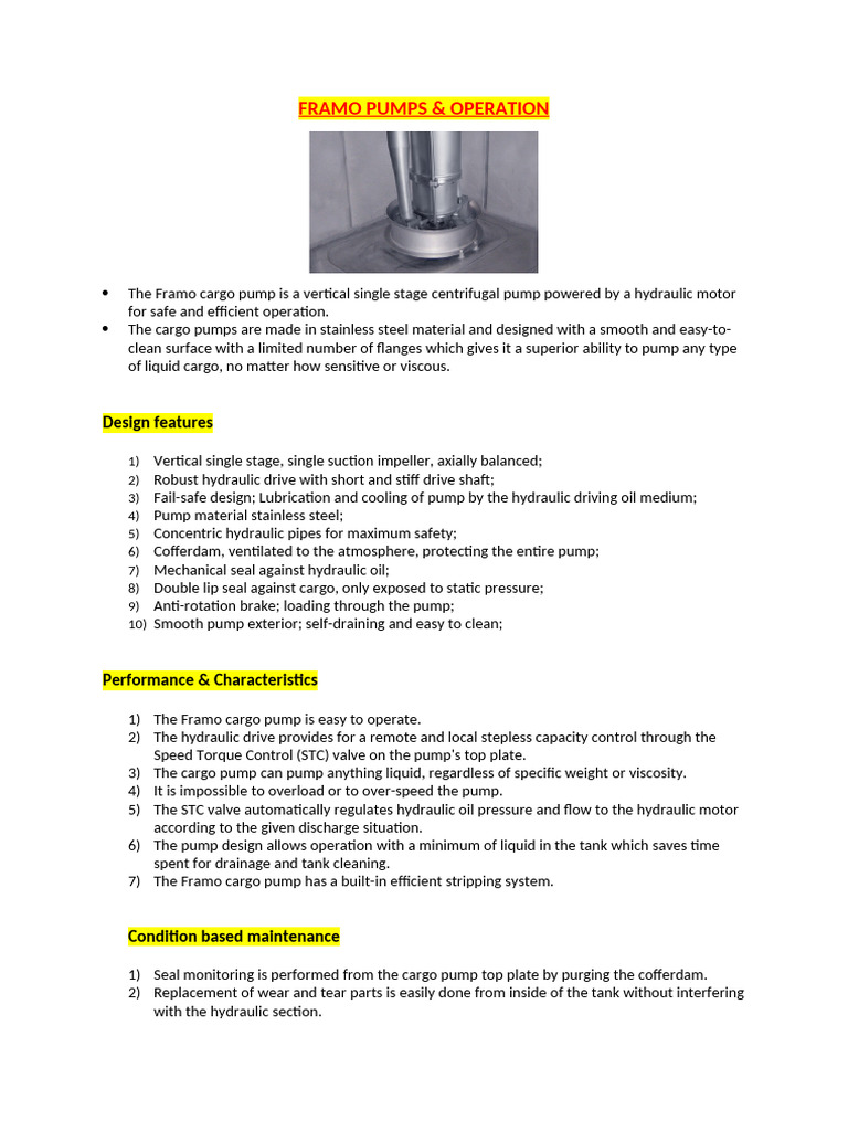 Tankers - Framo Pumps & Operation | PDF | Pump | Hydraulics