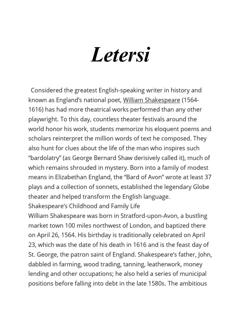 letersi | PDF | William Shakespeare