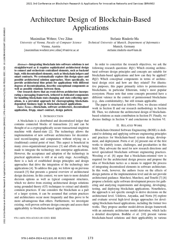 Architecturedesignofblockchain Basedapplications Pdf Information Technology Computing 