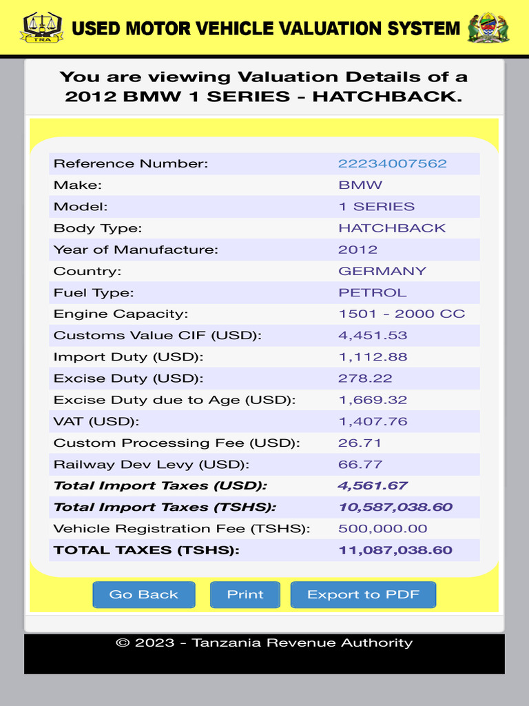 - Used Motor Vehicle Valuation System | PDF