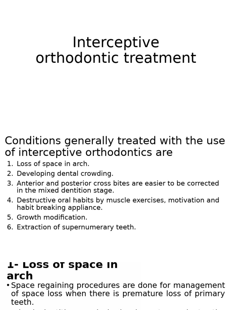 Interceptive Treatment | PDF | Orthodontics | Dentistry