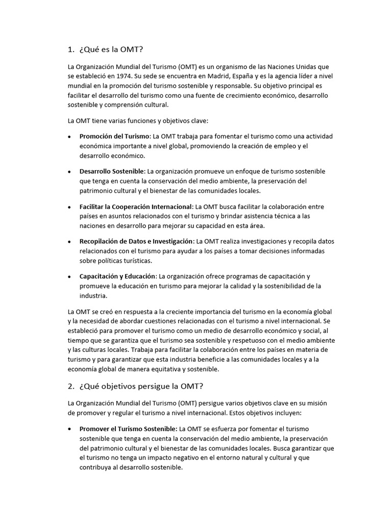 Qué Es La OMT | PDF | Turismo | Sustentabilidad