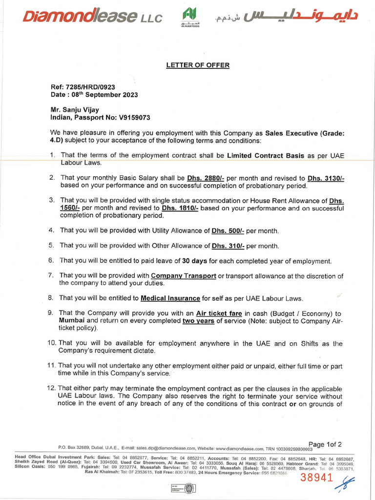 Offer Letter | PDF