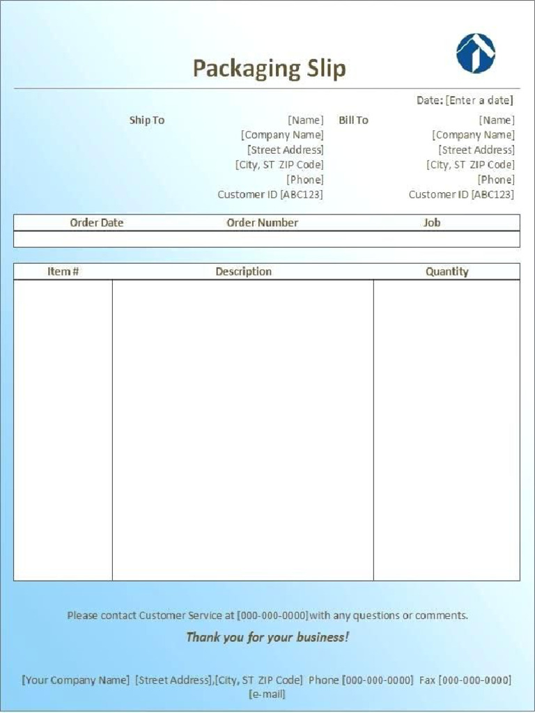 Delivery Packing Slip Template Example | PDF