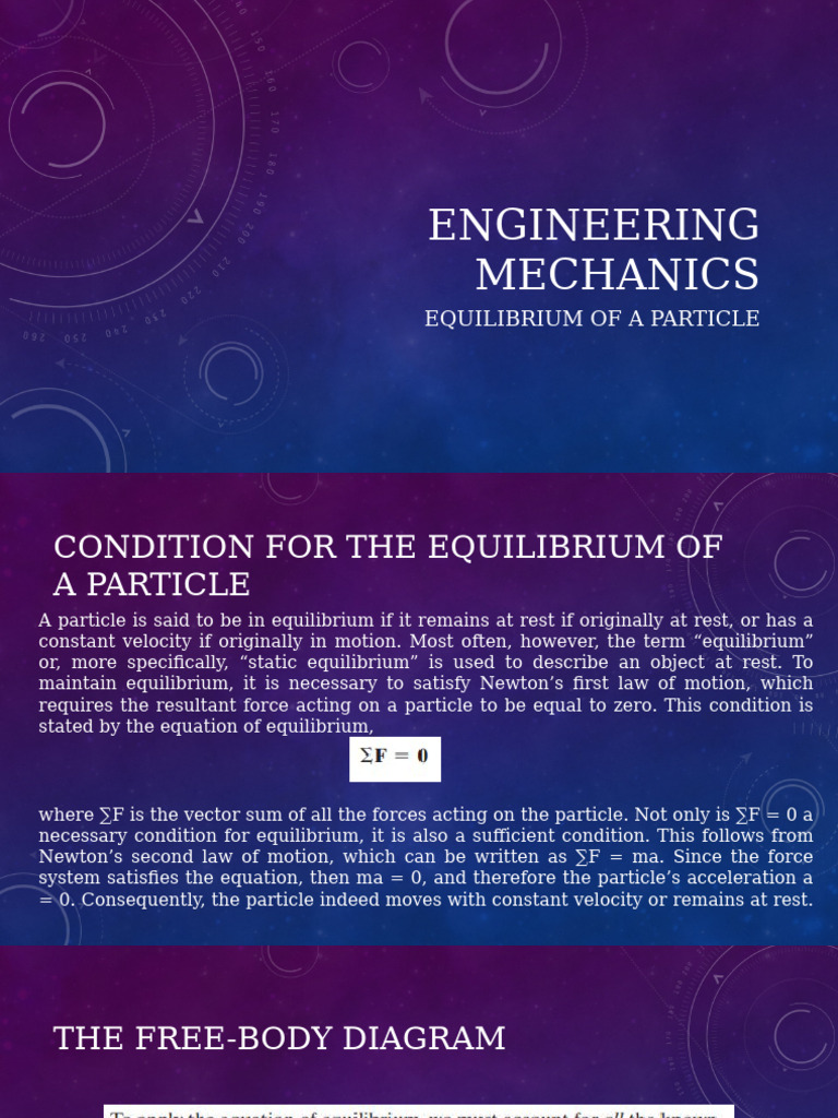 Equilibrium of a Particle Explained | PDF | Force | Tension (Physics)