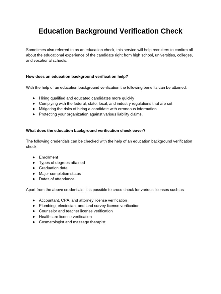 Education Background Verification Check | PDF